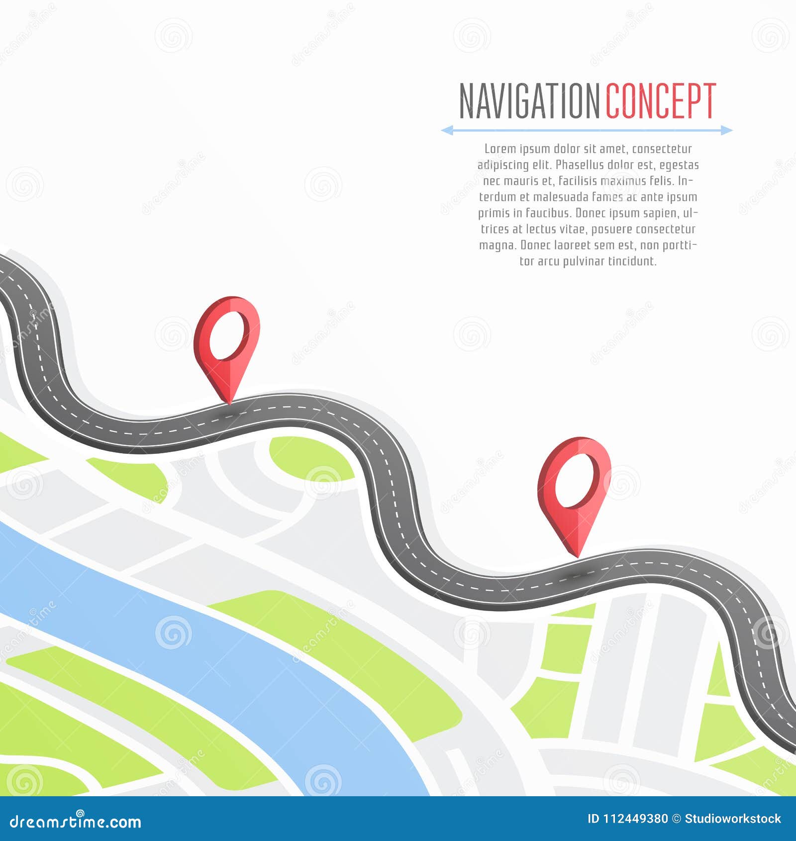 Navigation Concept with Pin Pointer Stock Illustration - Illustration ...