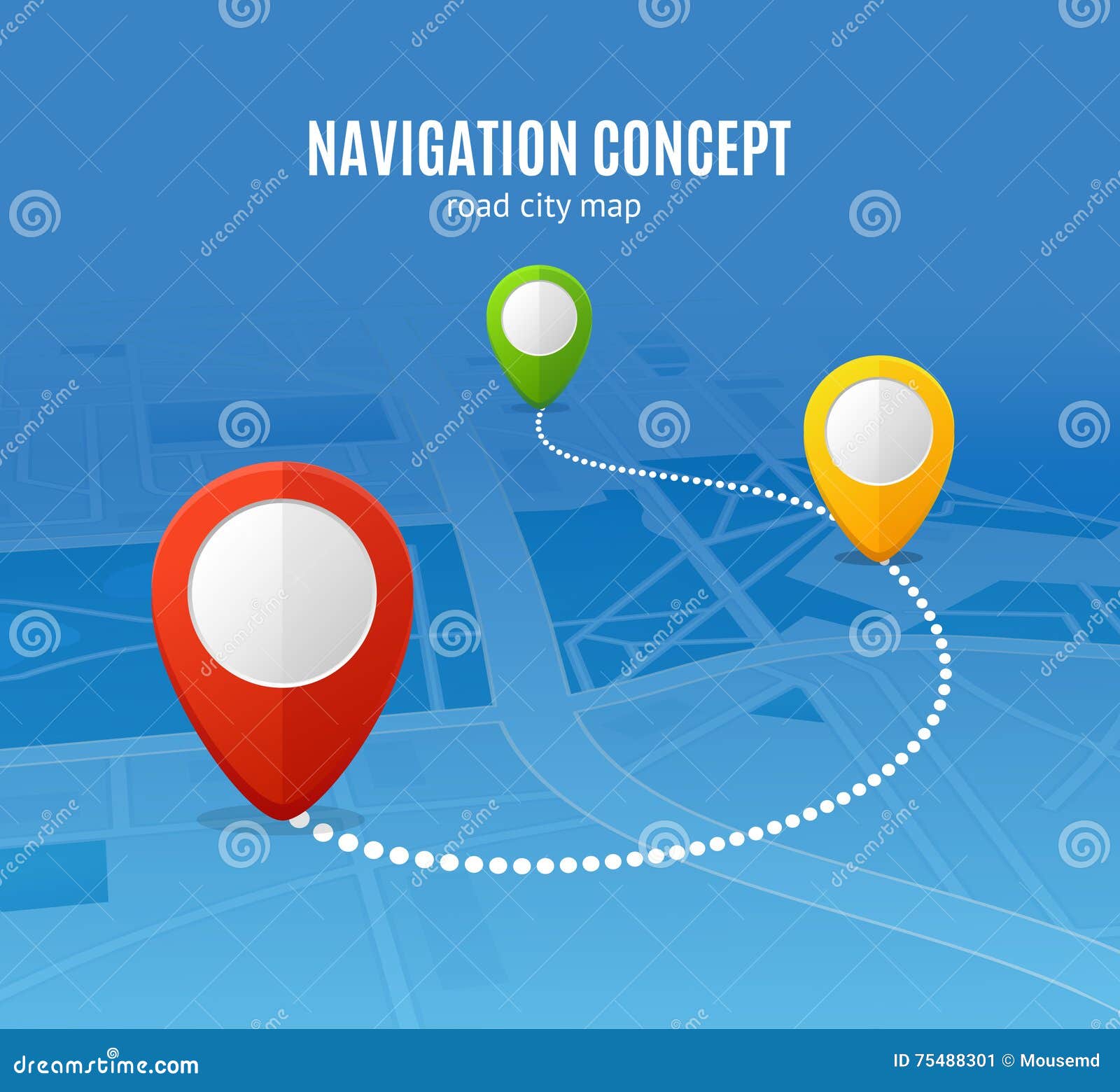 Navigation Concept Road City Map. Vector Stock Vector - Illustration of ...