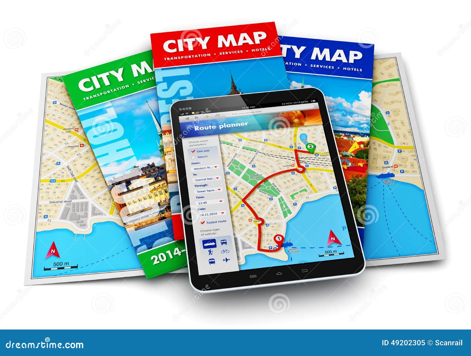 Navigation De GPS, Course Et Concept De Tourisme Illustration Stock ...