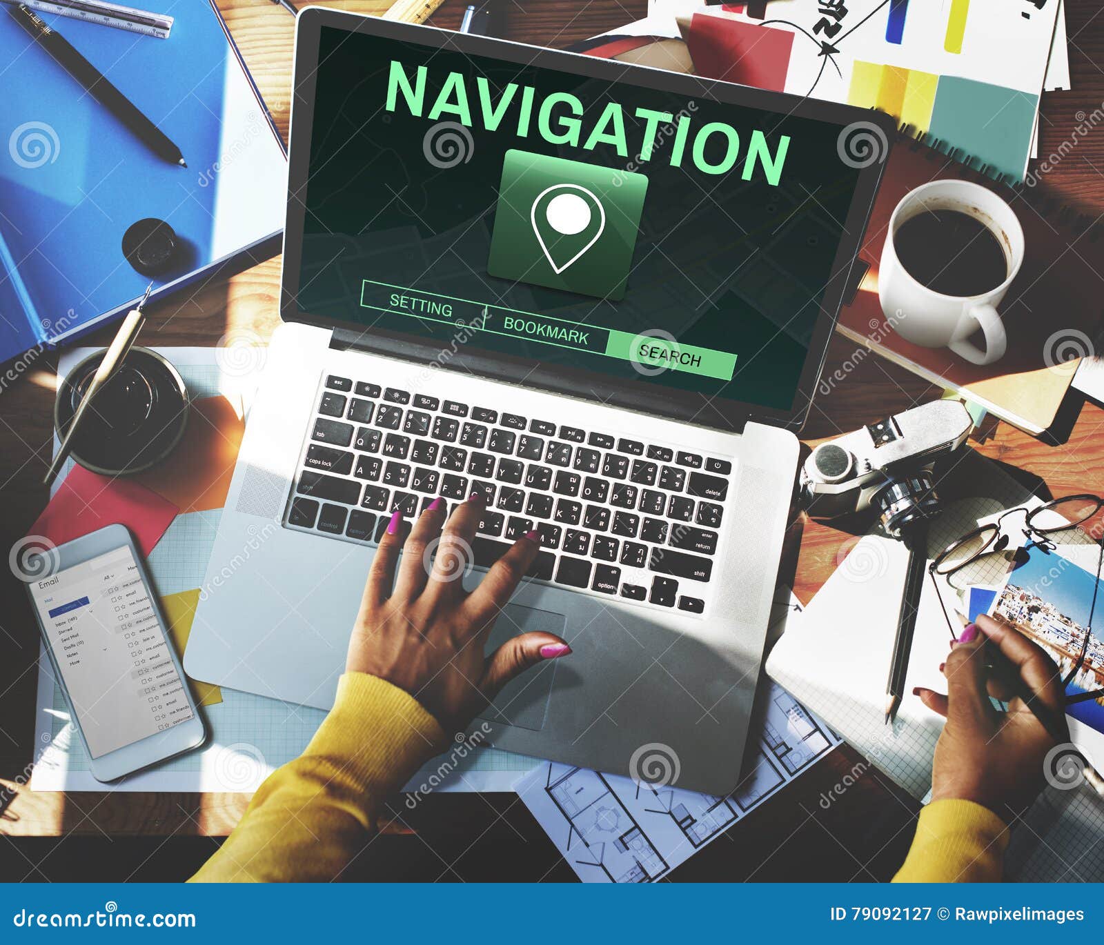 Navigation Destination Location GPS Map Concept Stock Image - Image of ...