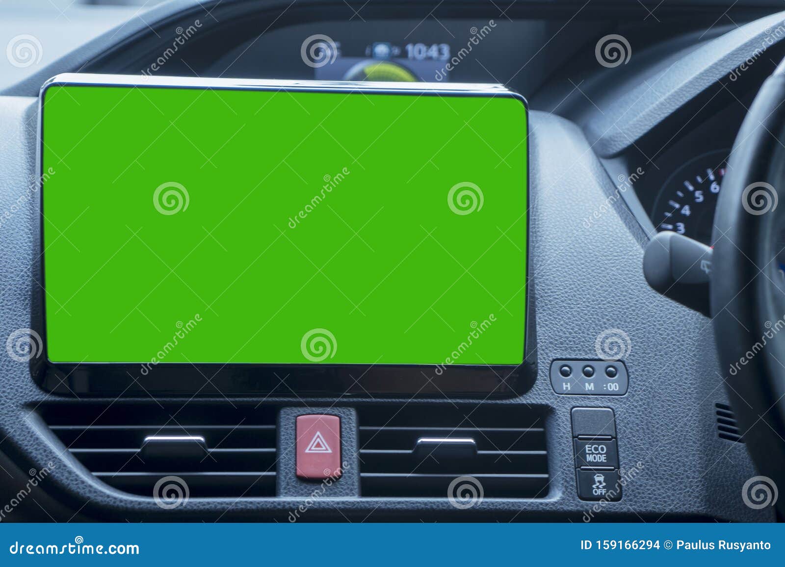 Navigation Device with Blank Green Screen Stock Photo - Image of street ...