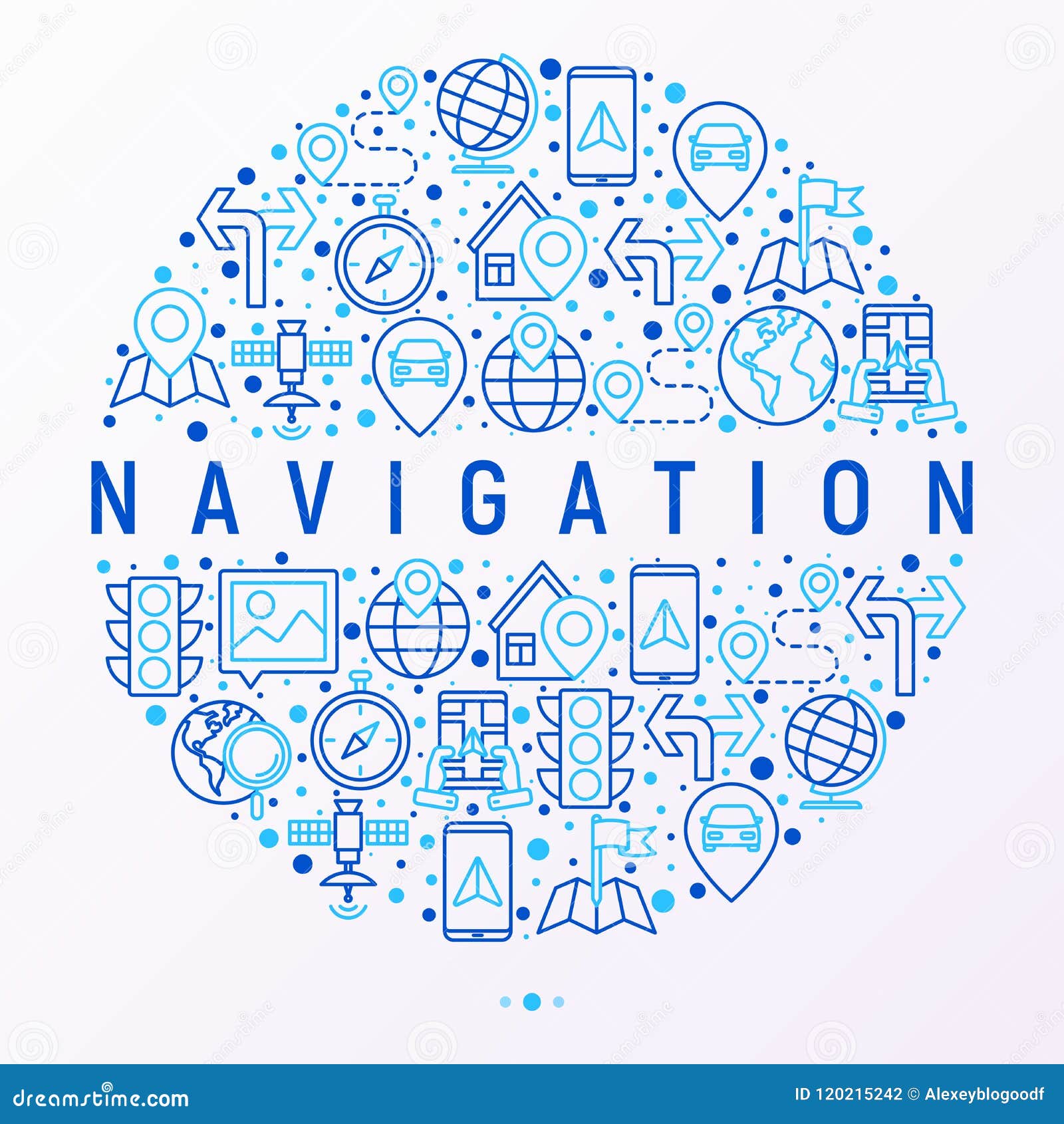 Navigation and Direction Concept in Circle Stock Vector - Illustration ...