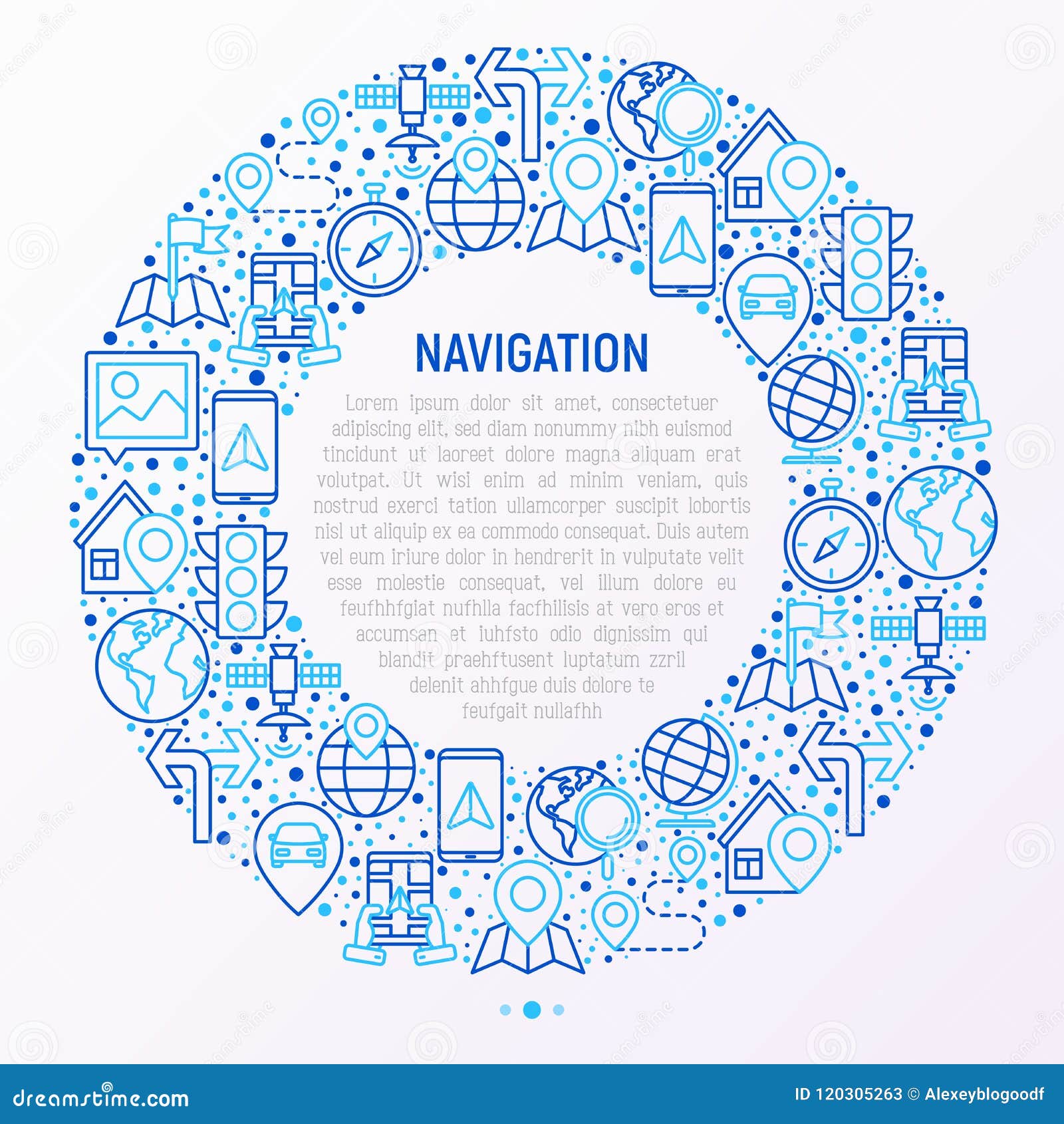 Navigation and Direction Concept in Circle Stock Vector - Illustration ...