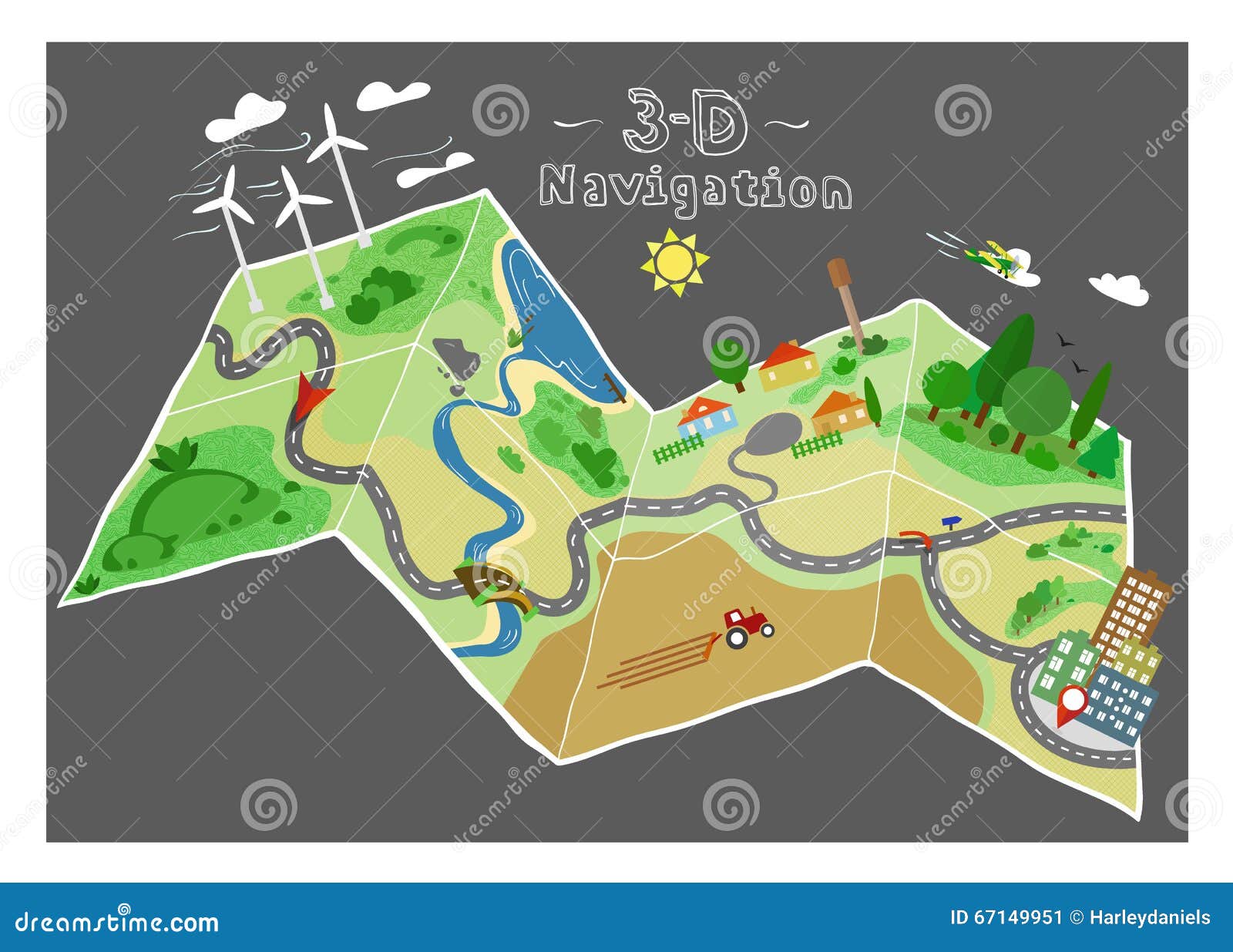 Navigation doodle map stock vector. Illustration of drawn - 67149951