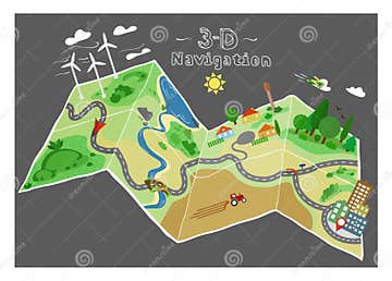 Navigation doodle map stock vector. Illustration of drawn - 67149951