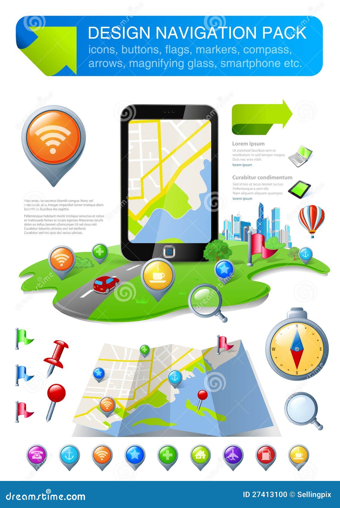 Navigation elements kit stock vector. Illustration of internet - 27413100