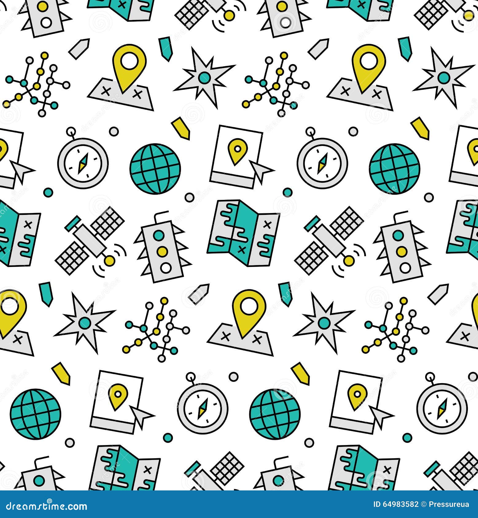 Navigation Elements Seamless Icons Pattern Stock Vector - Illustration ...