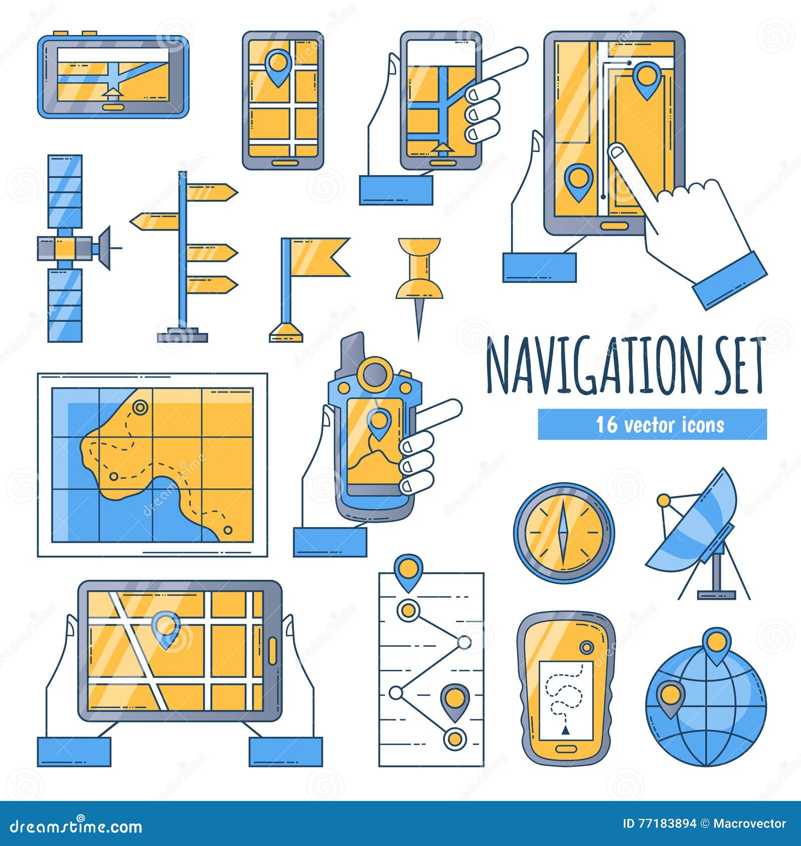 Navigation Map In Flat Design. Location Icon Of City Graphic. Isolated ...