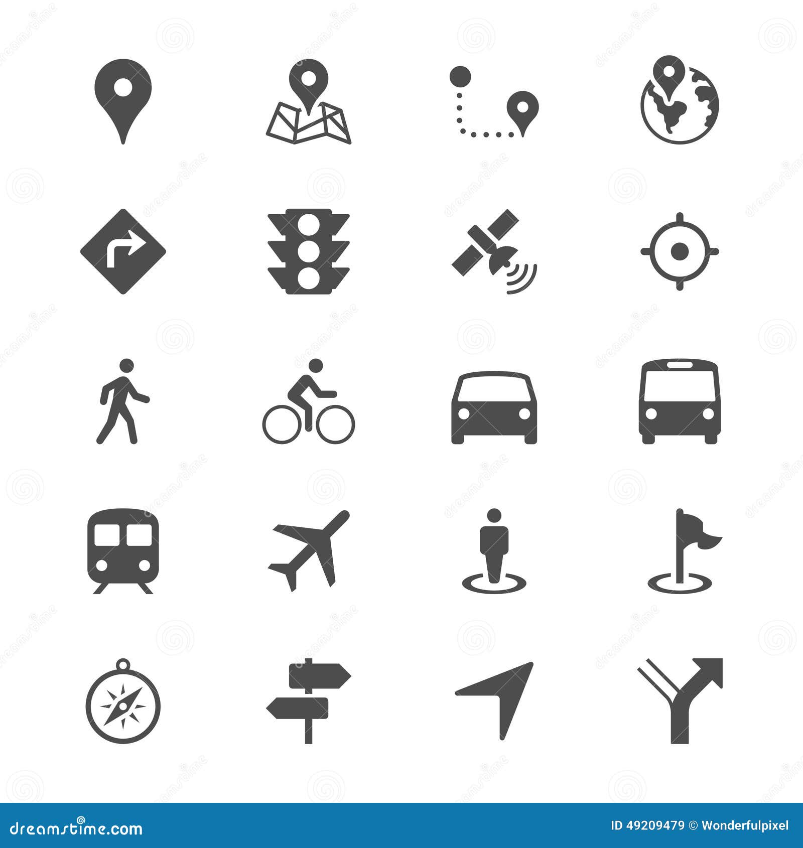 Navigation flat icons stock vector. Illustration of compass - 49209479
