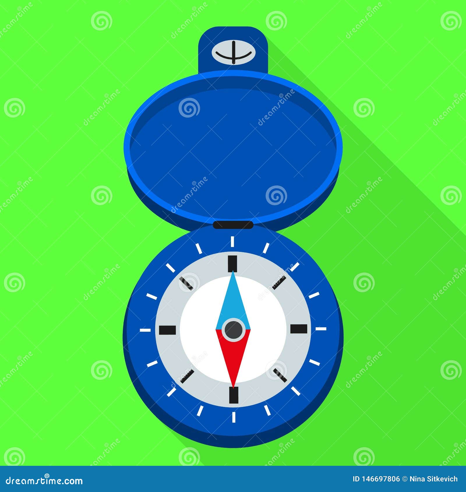 Navigation Hand Compass Icon, Flat Style Stock Vector - Illustration of ...