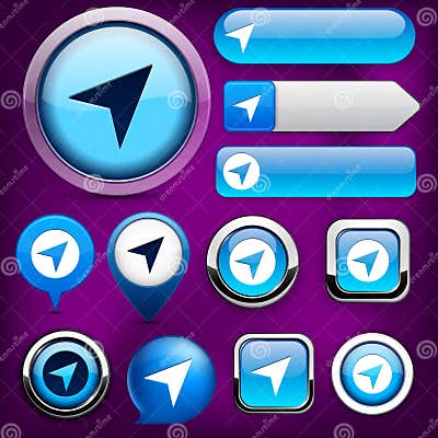 Navigation High-detailed Web Button Collection. Stock Vector ...