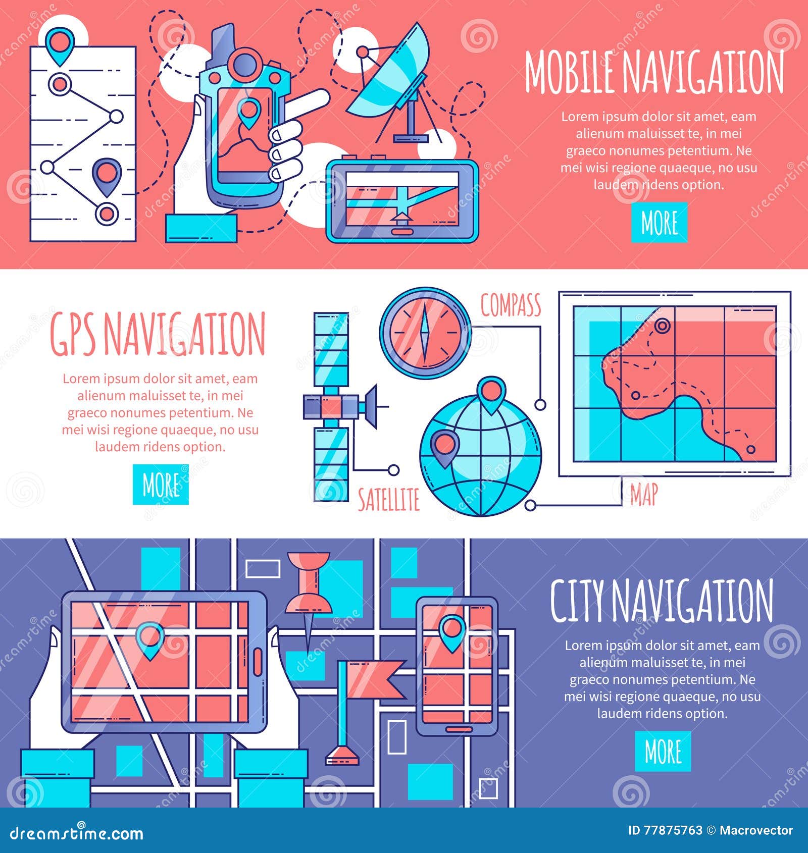 Navigation Horizontal Banners Stock Vector - Illustration of navigator ...