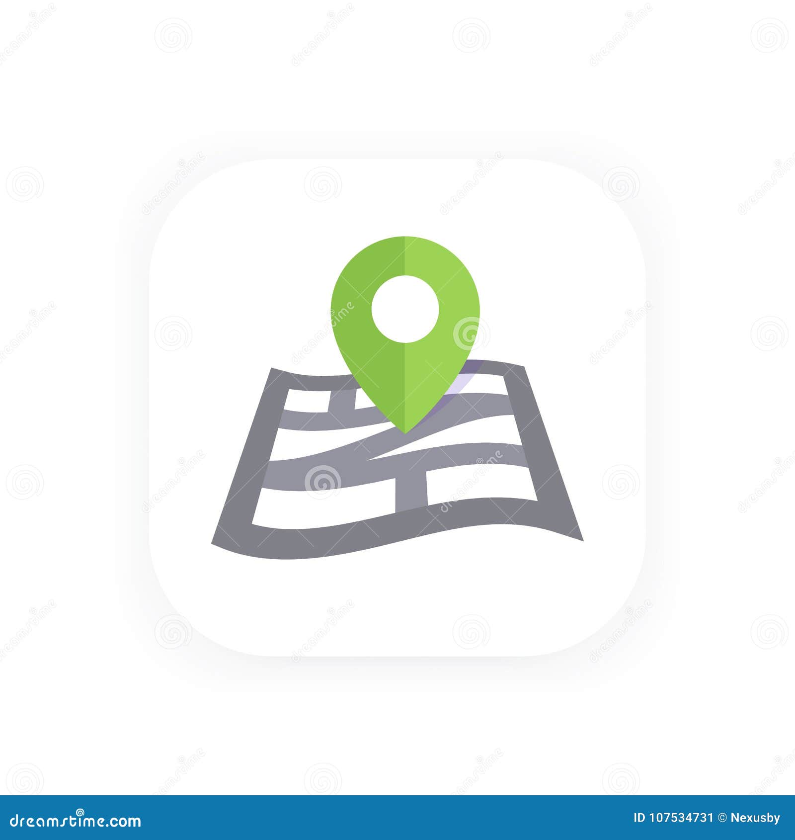 Navigation Icon with Map and Mark Stock Vector - Illustration of search ...