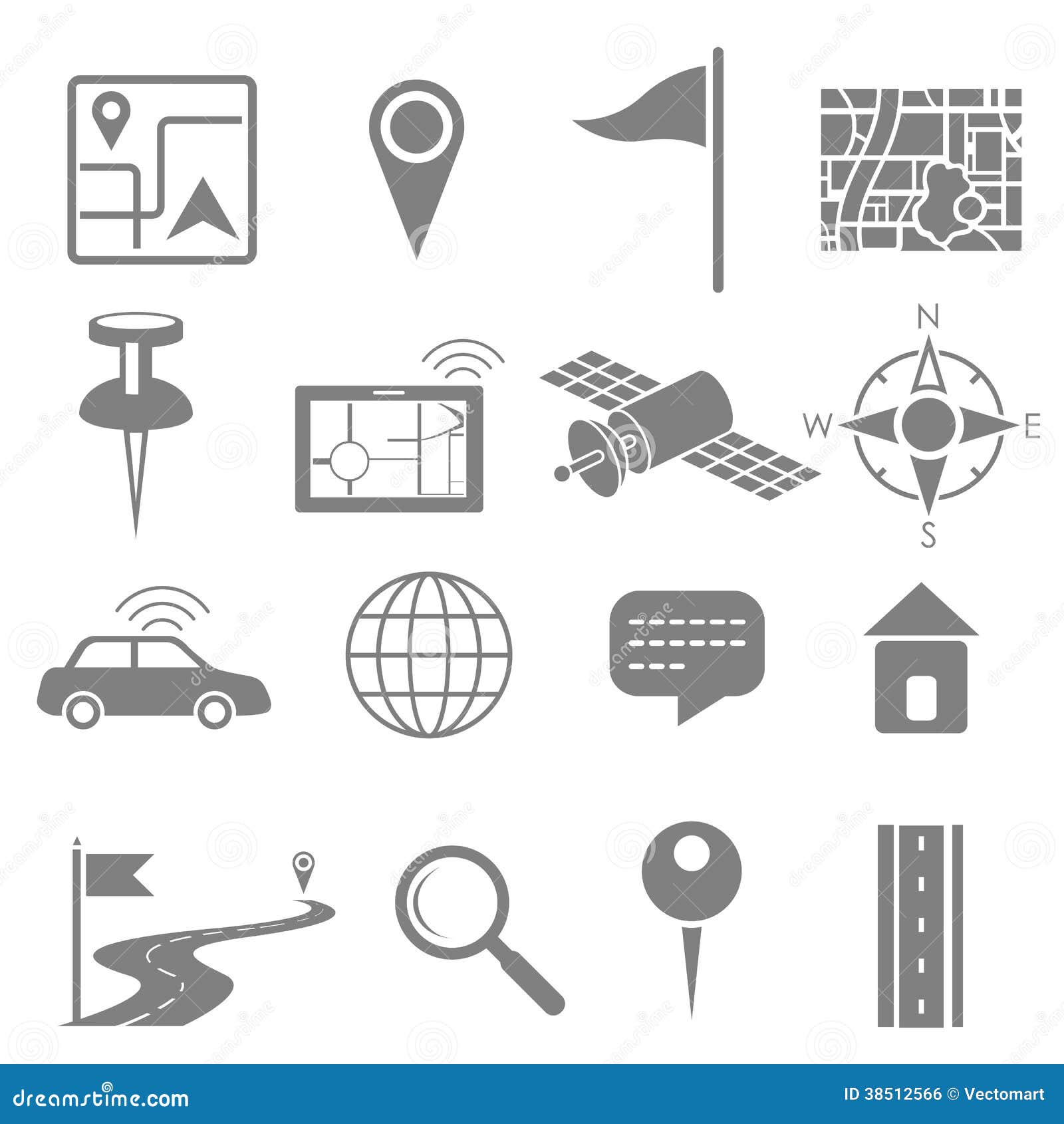 Navigation Icon Set for GPS Application Stock Vector - Illustration of ...