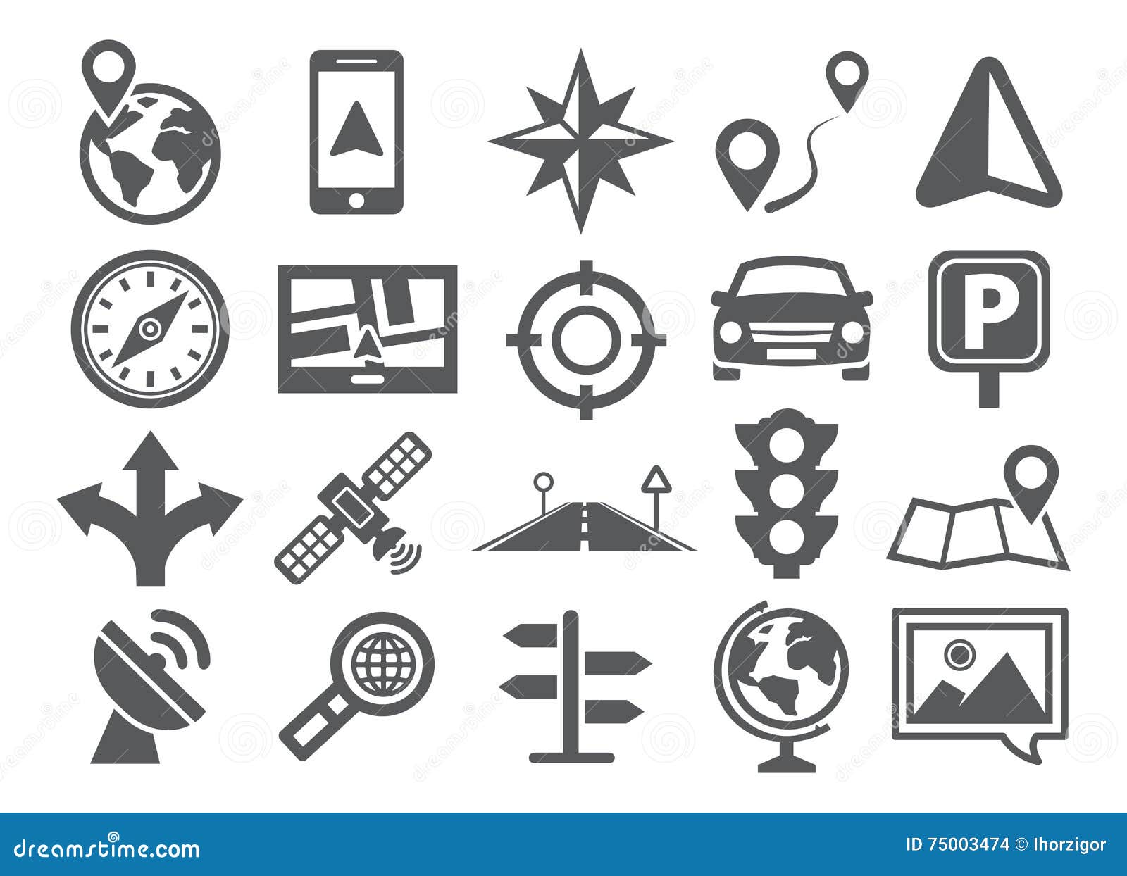 Navigation icon set stock vector. Illustration of phone - 75003474