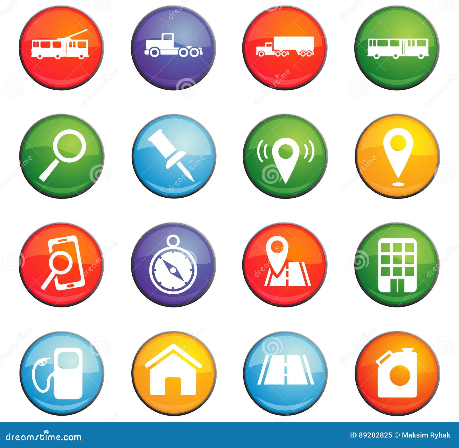 Navigation icon set stock illustration. Illustration of color - 89202825