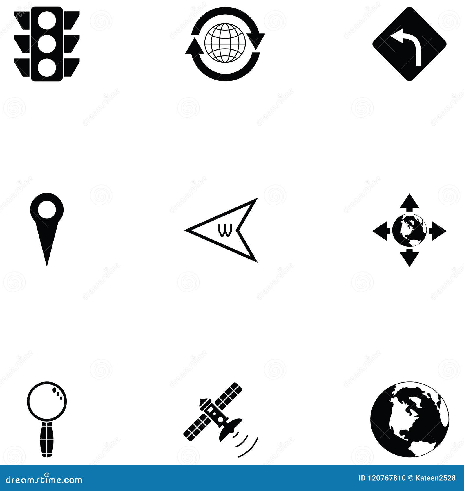 Navigation icon set stock vector. Illustration of destination - 120767810