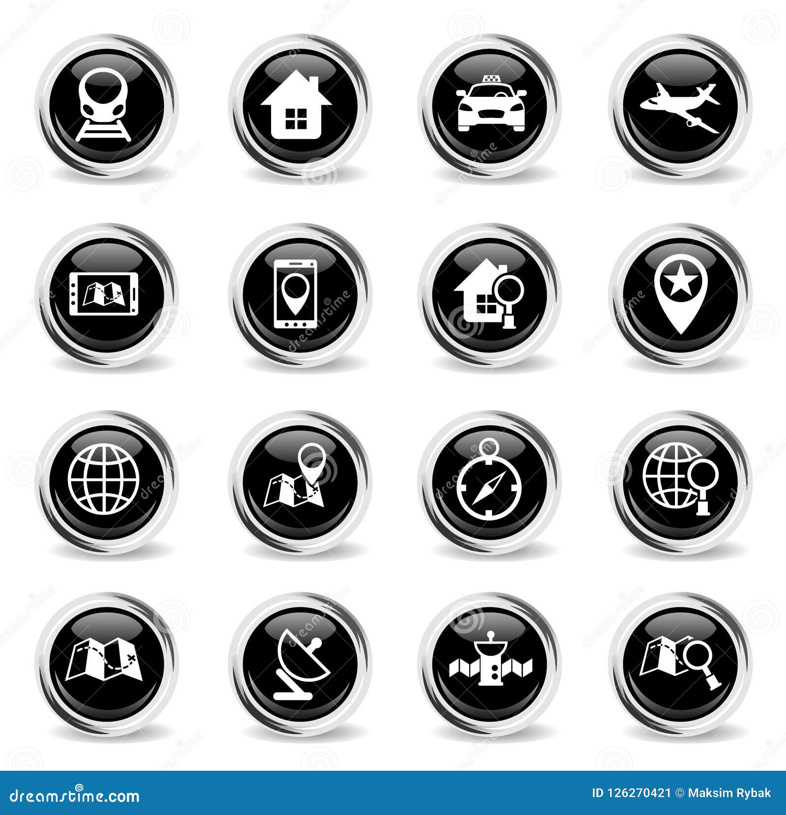 Navigation icon set stock vector. Illustration of smartphone - 126270421