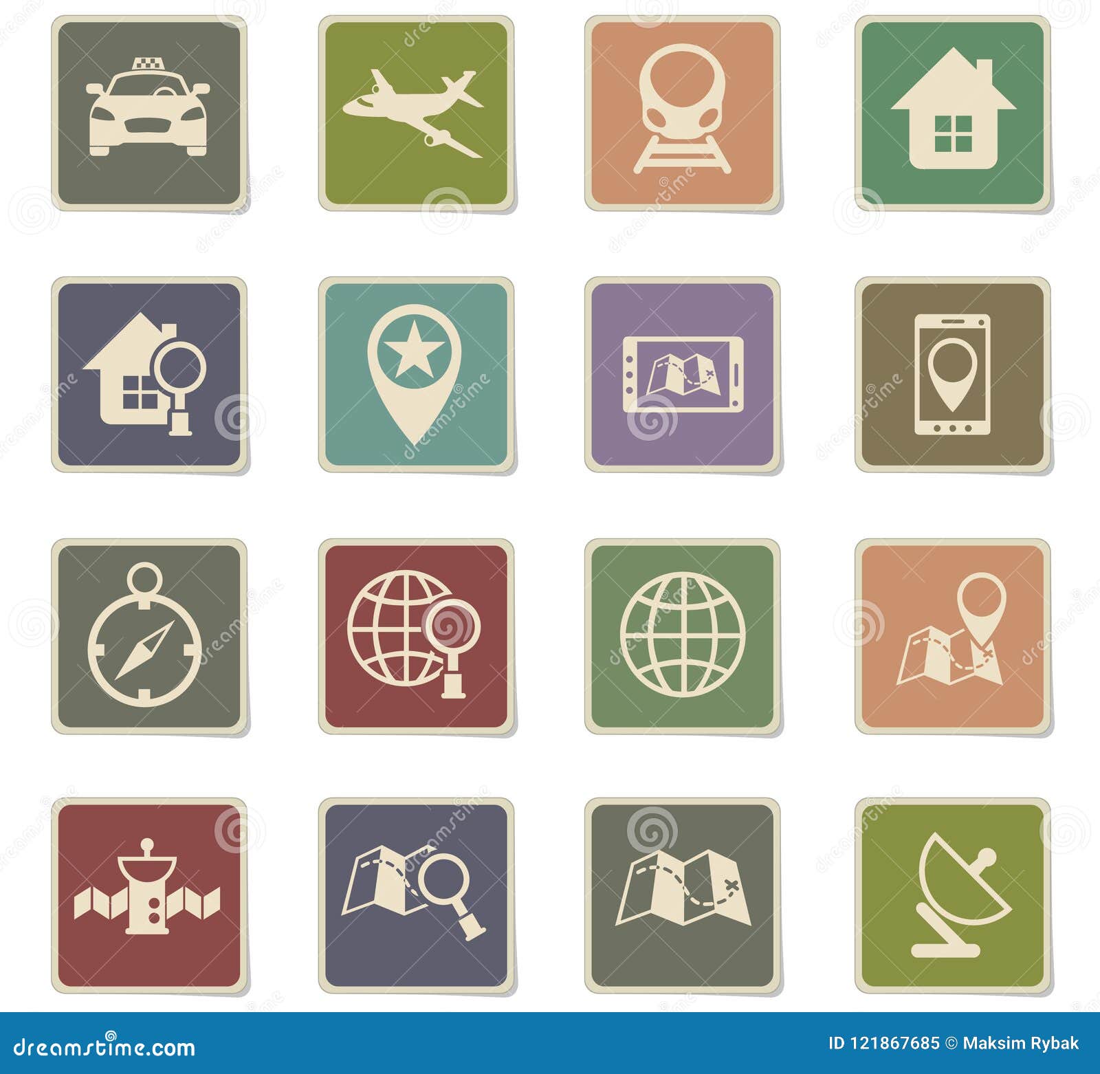 Navigation icon set stock vector. Illustration of smartphone - 121867685