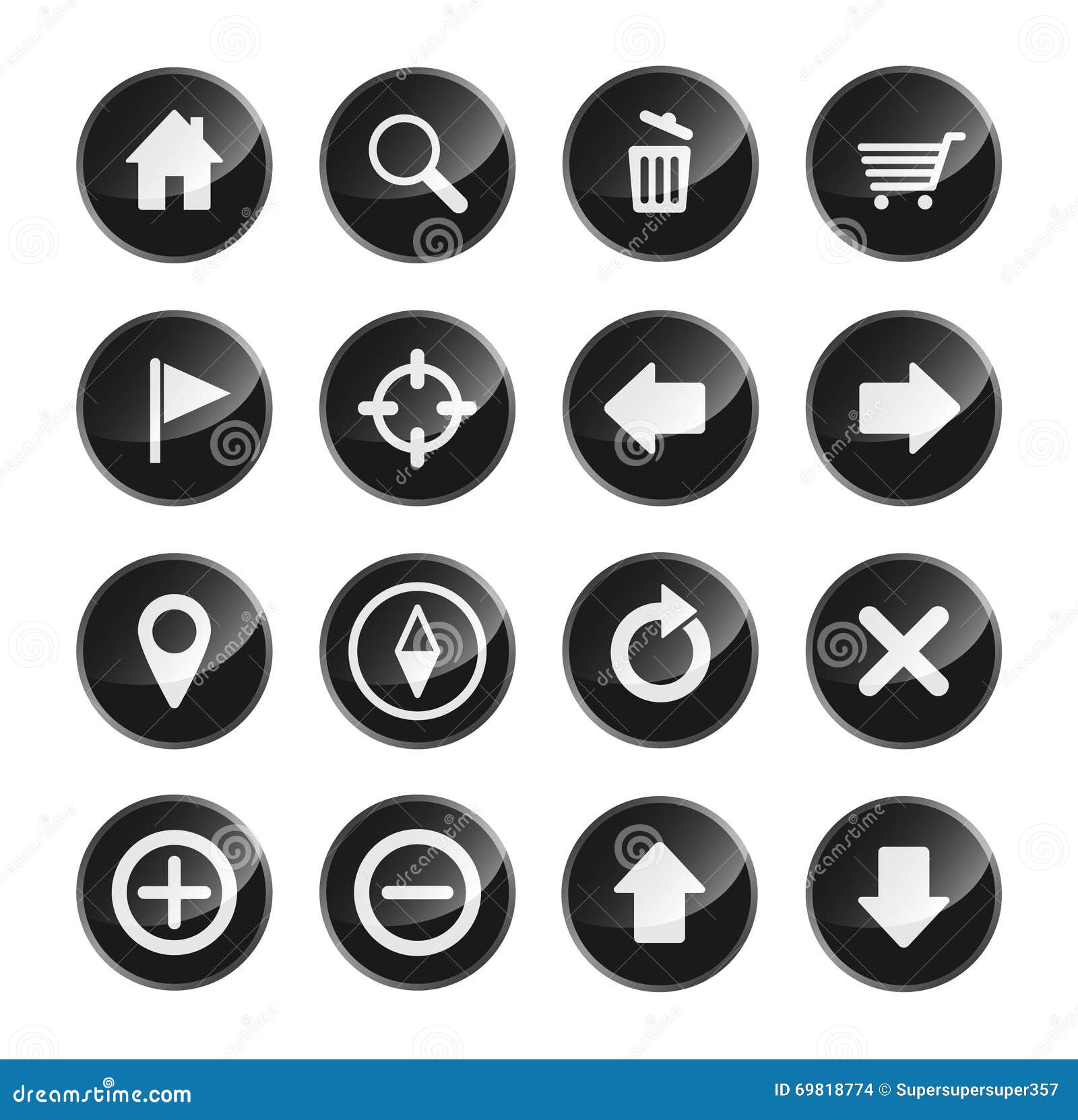 Navigation Icon Set for Website Interface Stock Vector - Illustration ...