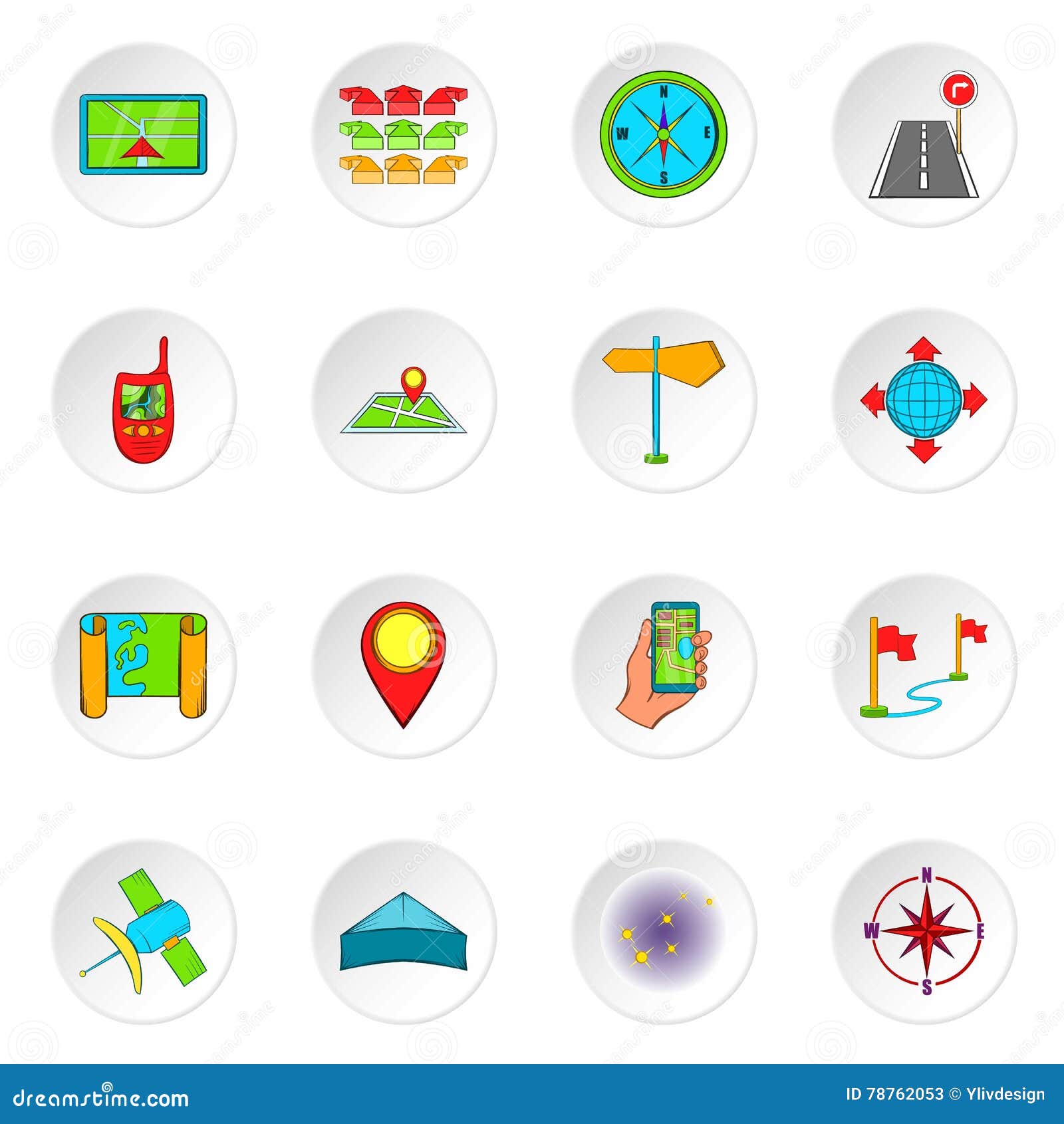 Navigation Icons, Cartoon Style Stock Vector - Illustration of ...