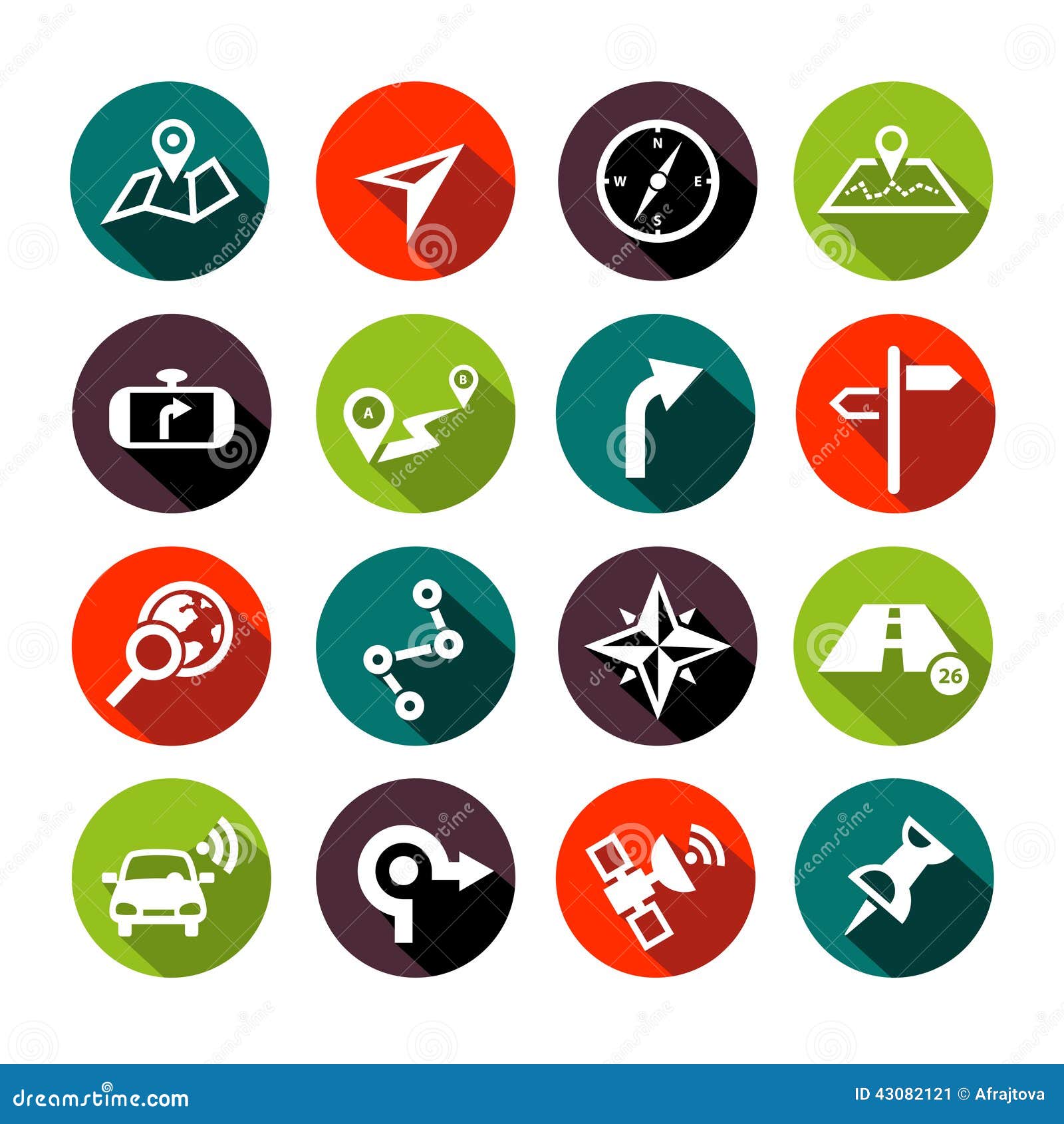 Navigation Icons Flat Design Stock Vector - Illustration of road ...