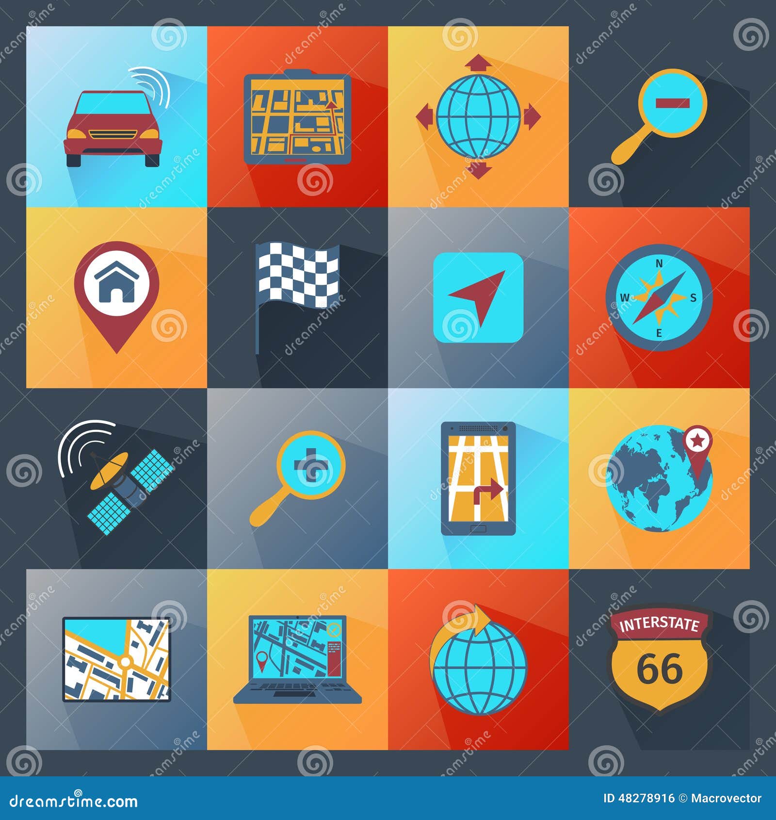 Navigation Icons Flat stock vector. Illustration of phone - 48278916