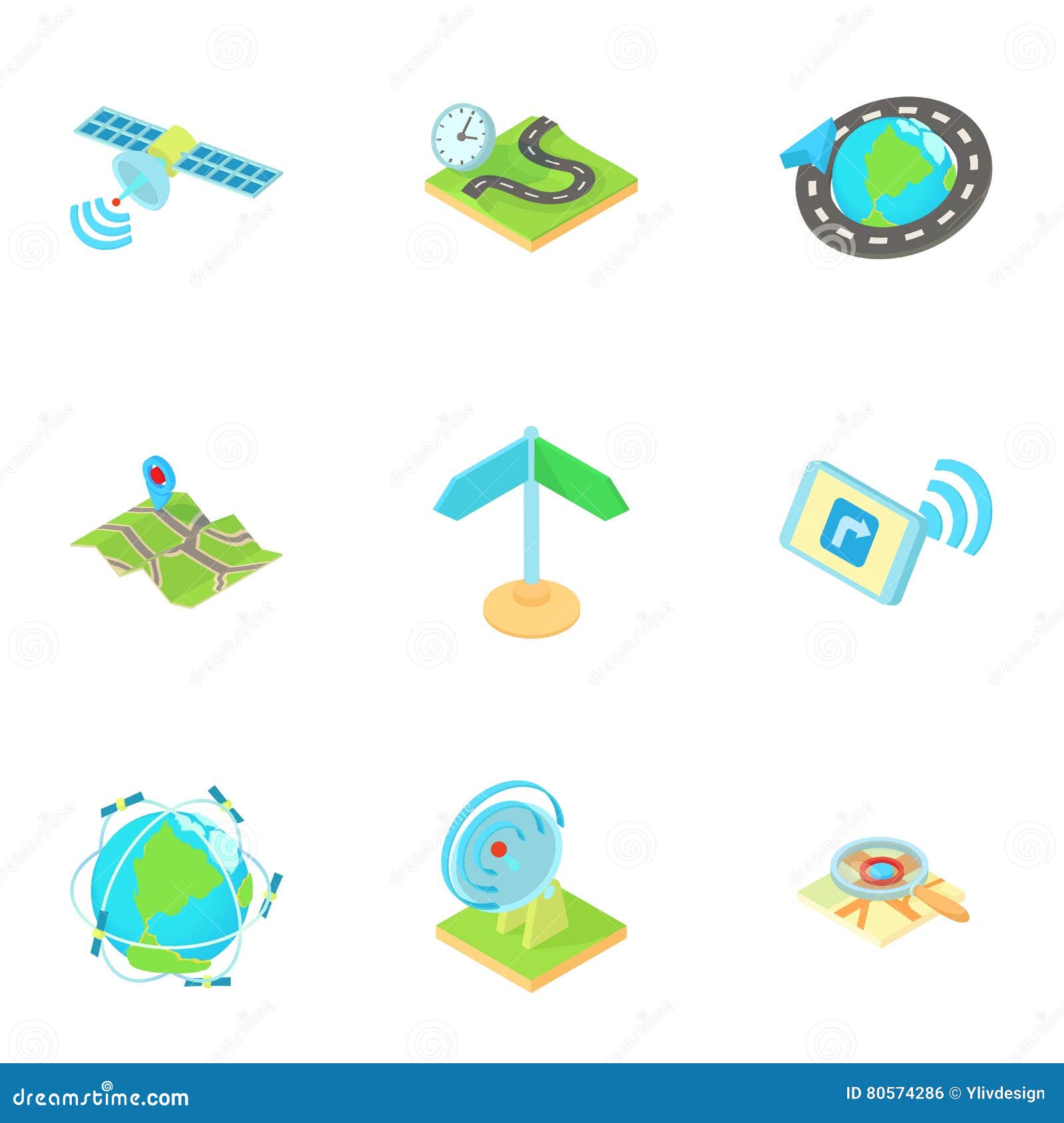 Navigation Icons Set, Cartoon Style Stock Illustration - Illustration ...
