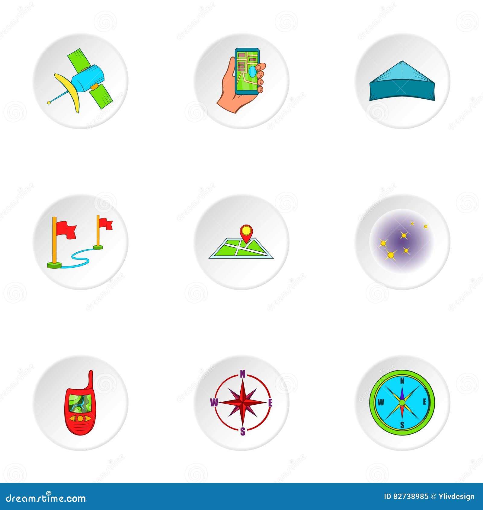 Navigation Icons Set, Cartoon Style Stock Vector - Illustration of ...