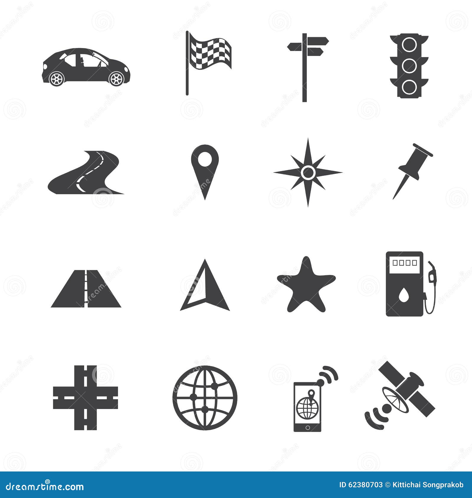 Navigation icons set stock vector. Illustration of direction - 62380703