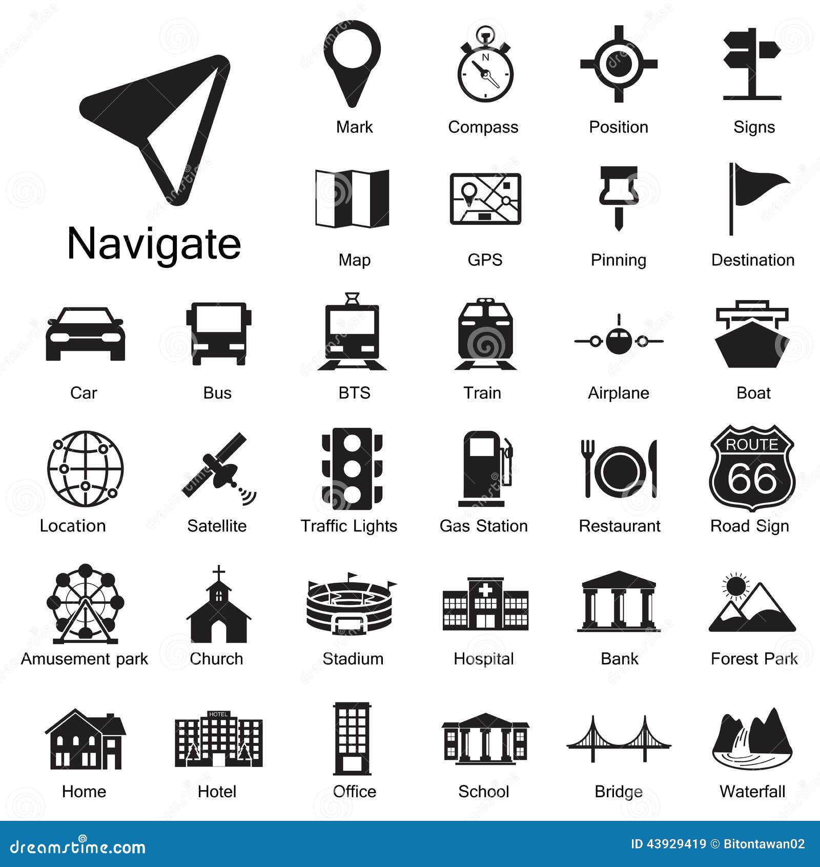 Navigation icons set stock vector. Illustration of bridges - 43929419