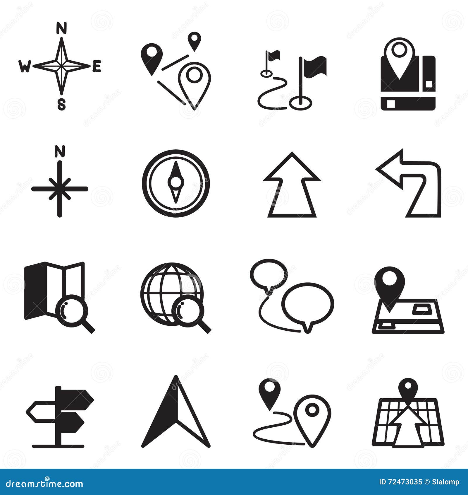 Navigation icons set stock vector. Illustration of direction - 72473035