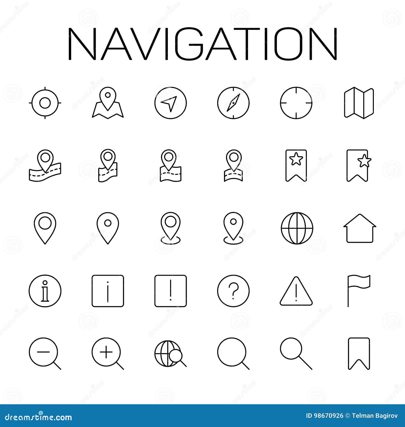 Navigation Icons Set on White Background Stock Illustration ...