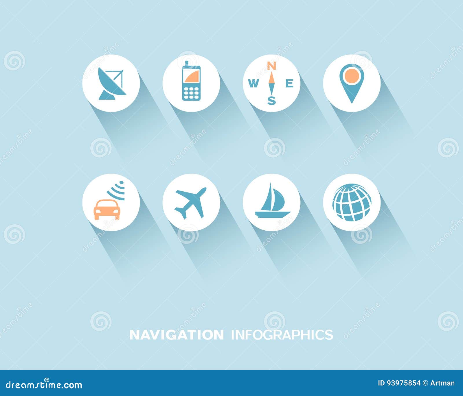 Navigation Infographic with Flat Icons Set Stock Vector - Illustration ...