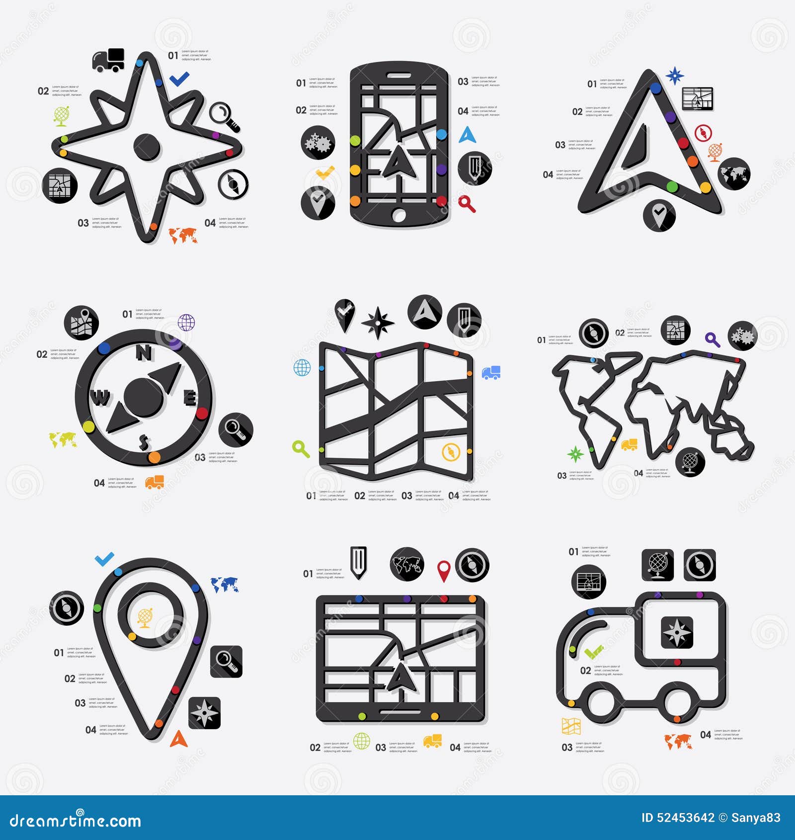 Navigation infographic stock vector. Illustration of cartography - 52453642