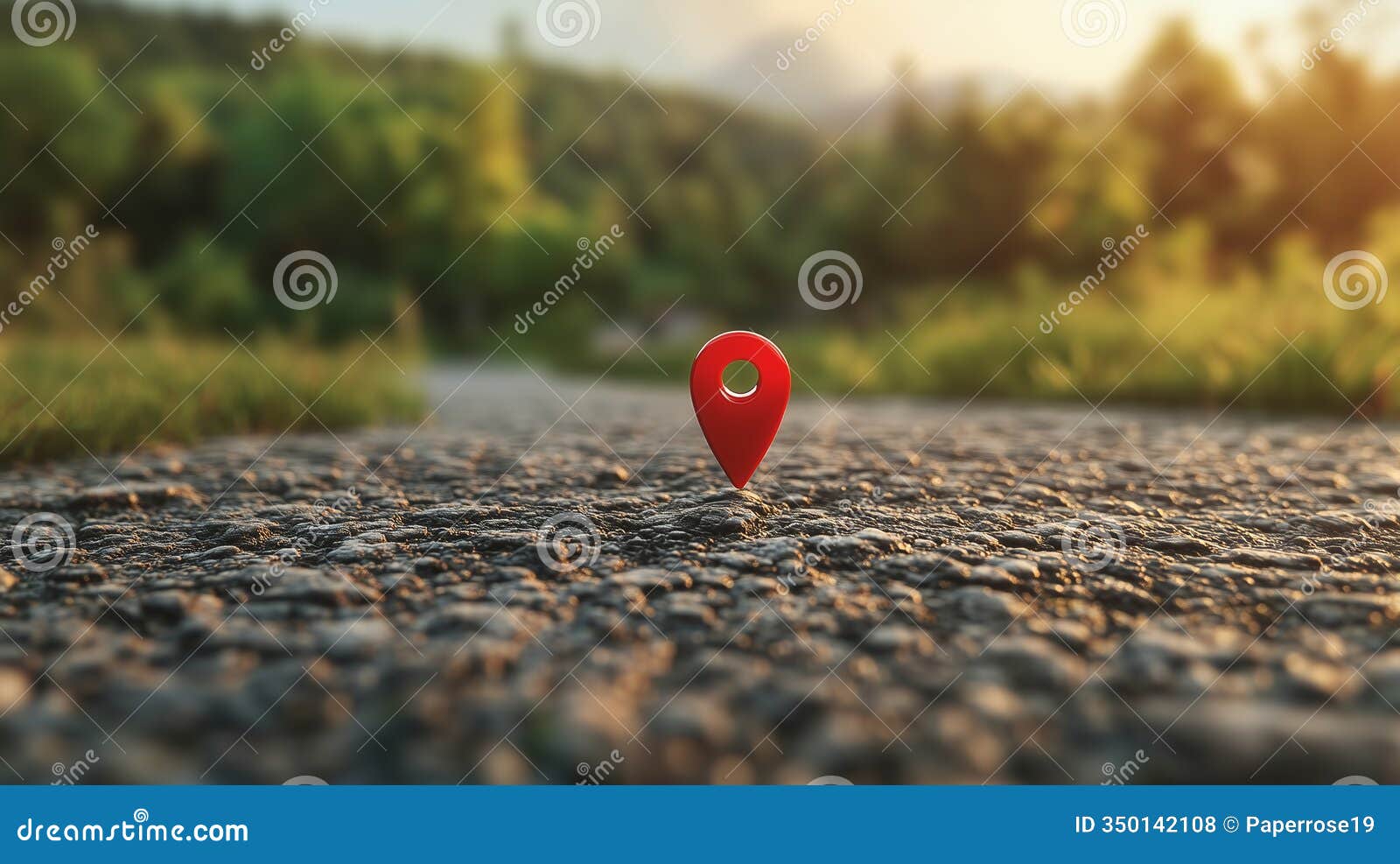 Navigation and Journey with a Roadmap and Location Pin on a Scenic Path ...
