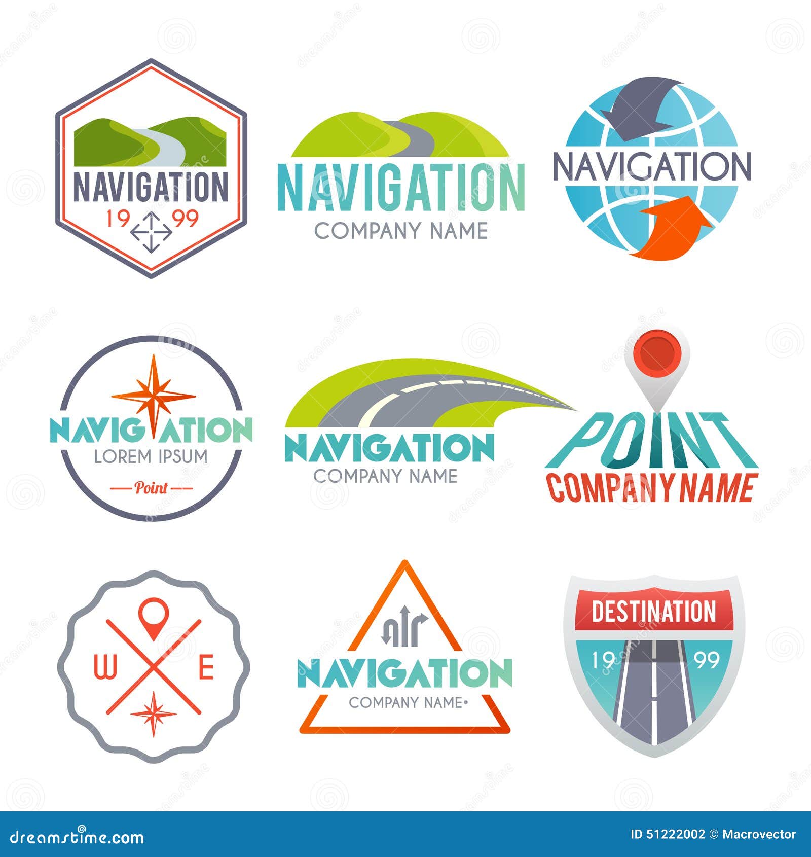 Navigation Label Set stock vector. Illustration of road - 51222002