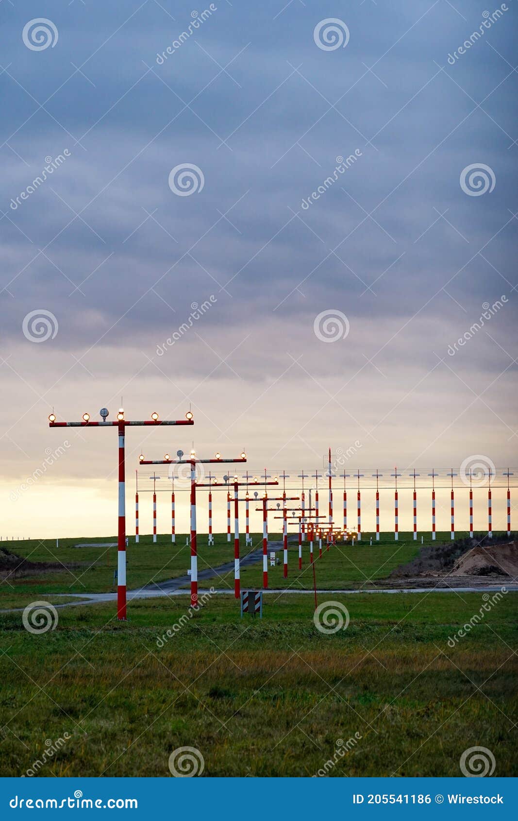 Navigation Lights on the Entry Lane at an Airport Stock Photo - Image ...