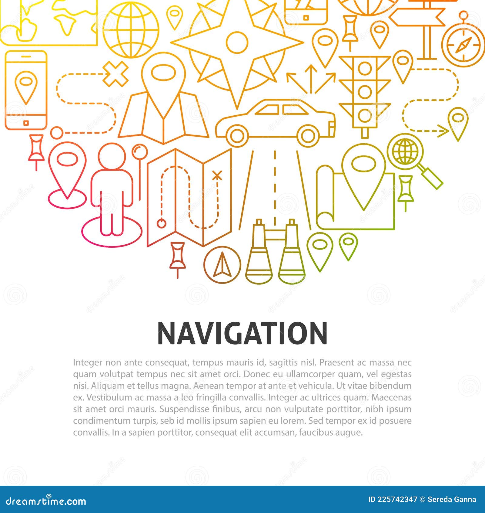 Navigation Line Concept stock vector. Illustration of binoculars ...