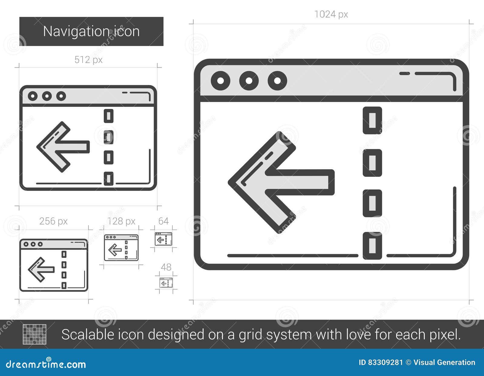 Navigation line icon. stock vector. Illustration of page - 83309281