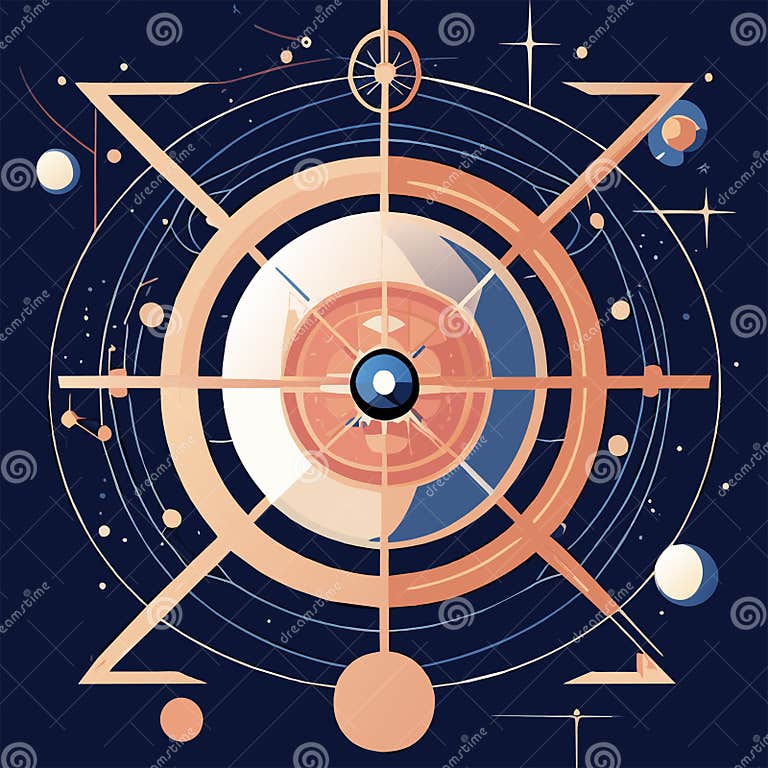 Navigation Map with Compass on Dark Blue Background. Vector ...