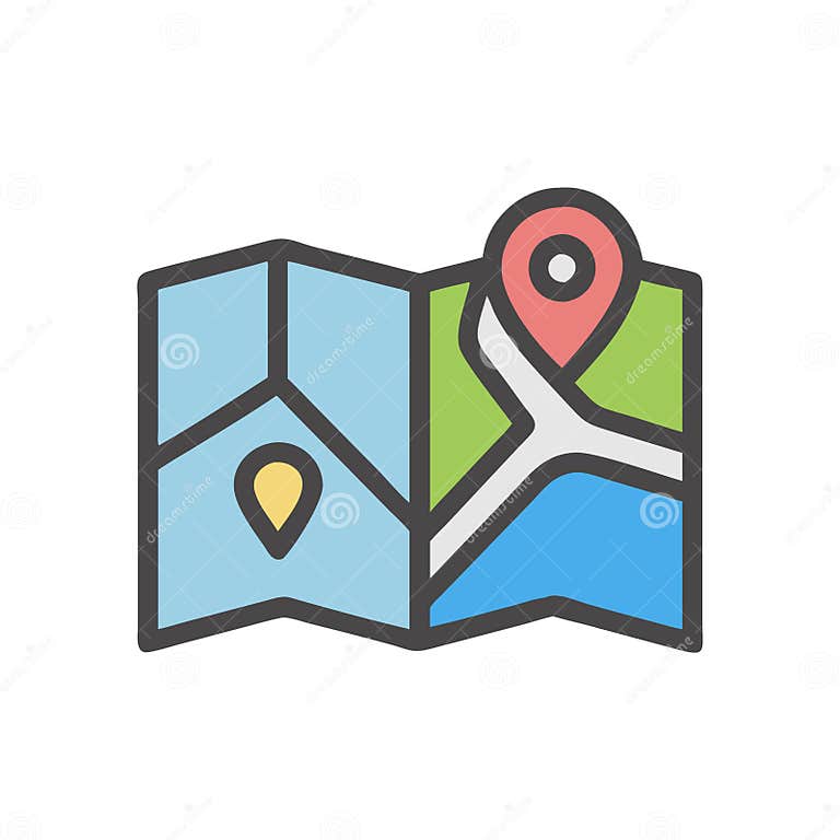 Navigation Map Icon for Trip Planning Stock Vector - Illustration of ...