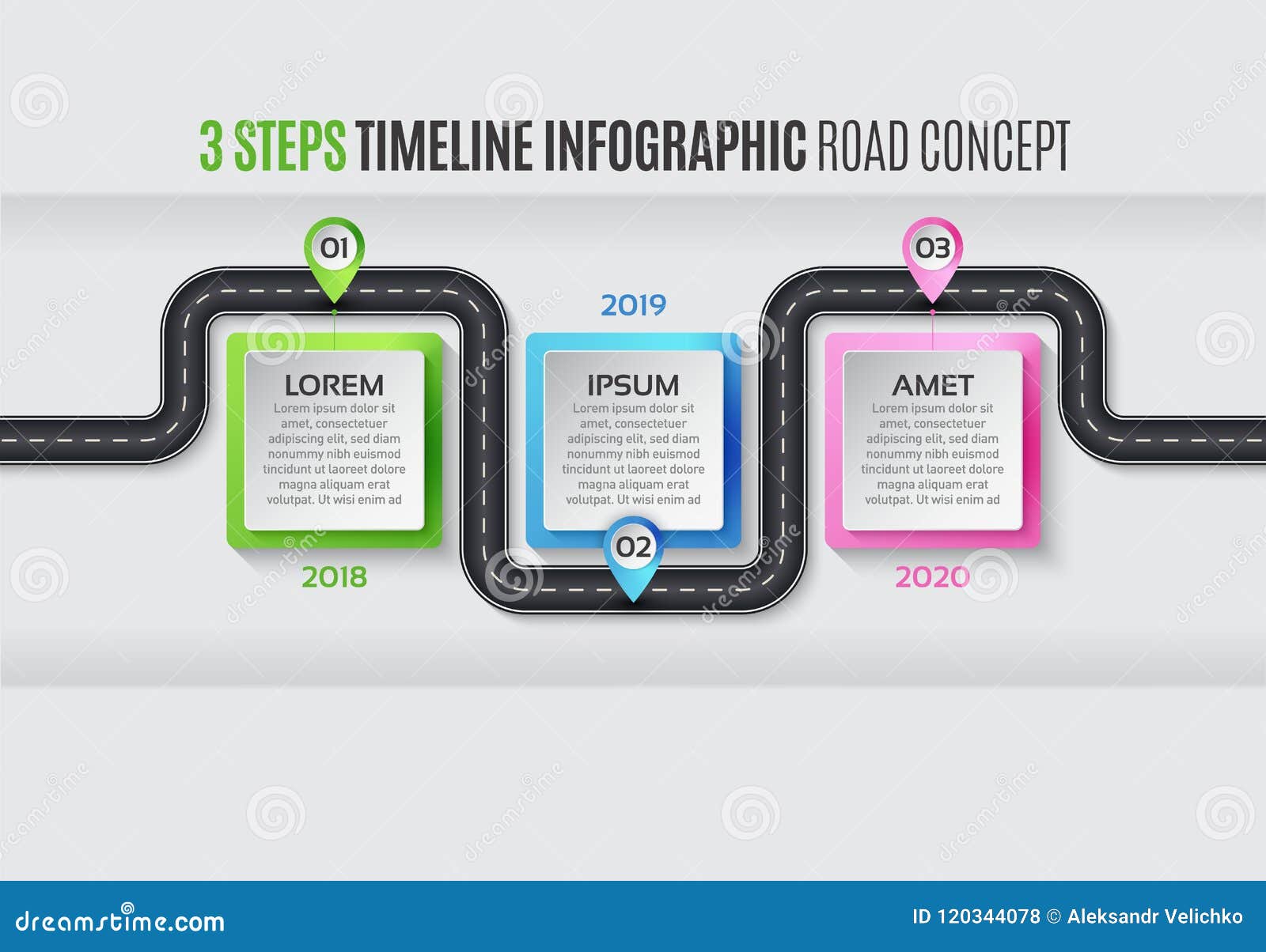 Navigation Map Infographic 3 Steps Timeline Concept Stock Vector ...