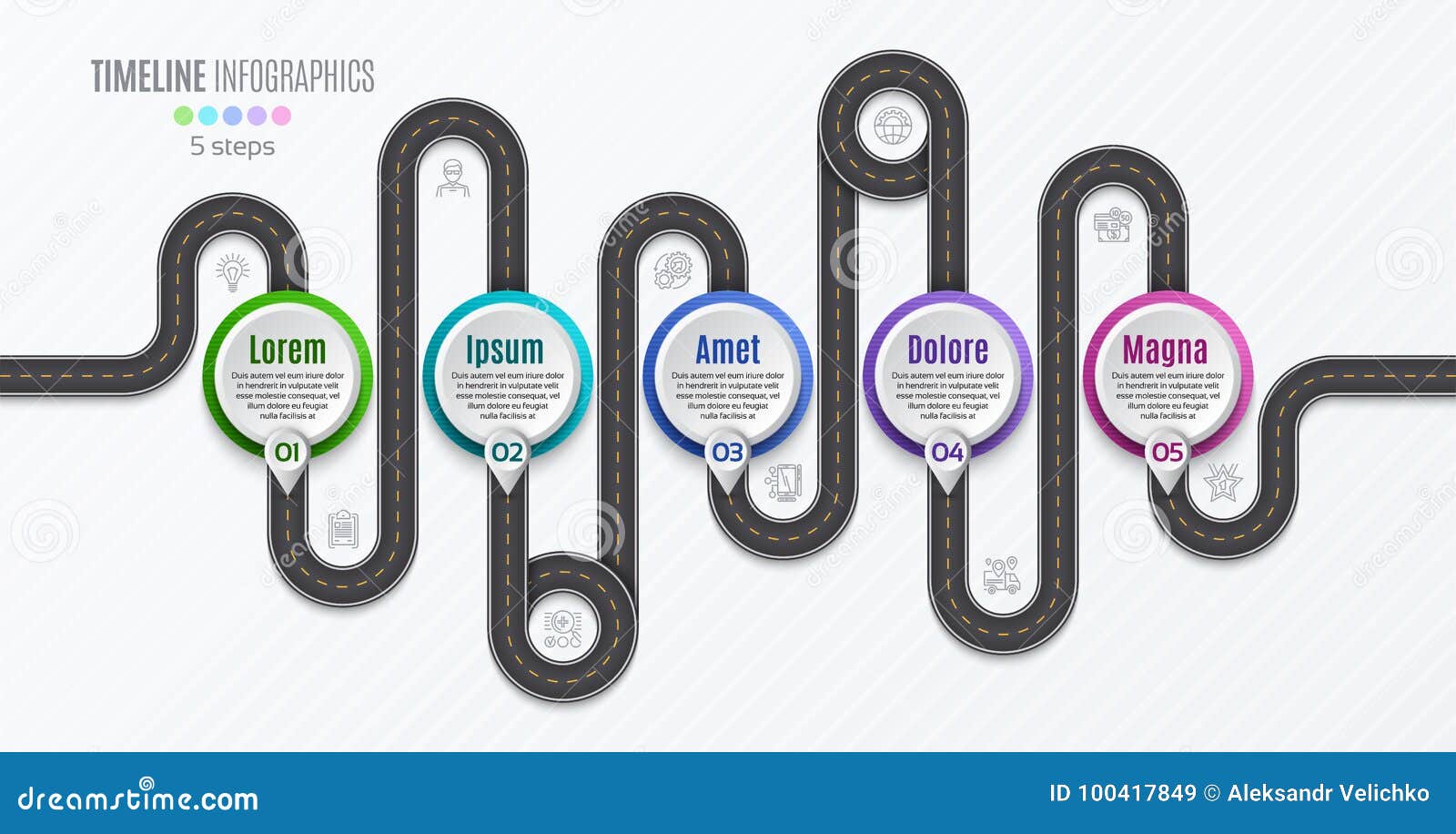 Navigation Map Infographic 5 Steps Timeline Concept. Stock Vector ...