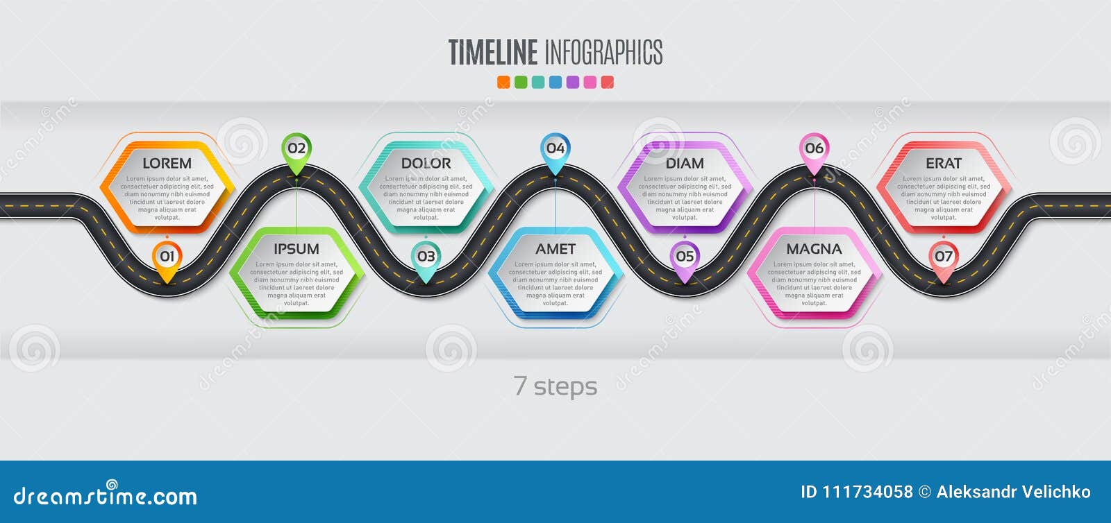Navigation Map Infographic 7 Steps Timeline Concept. Vector Illu Stock ...