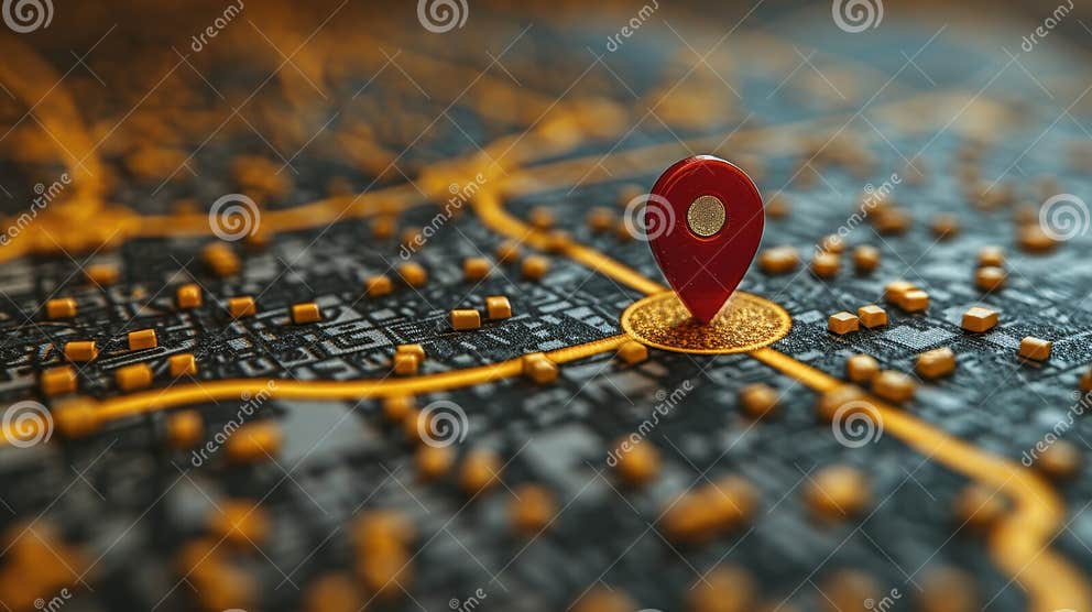 Navigation on the Map. My Location is on the Map Stock Illustration ...
