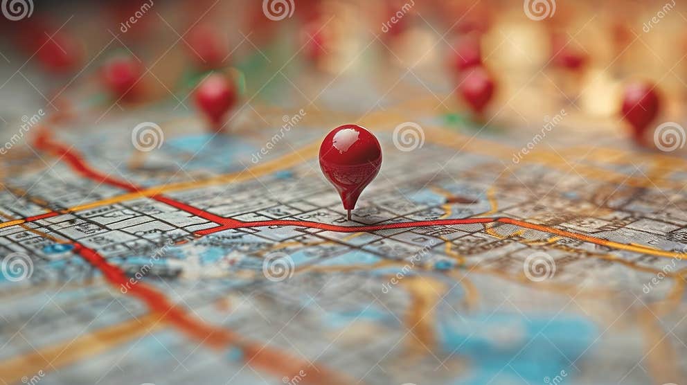Navigation on the Map. My Location is on the Map Stock Illustration ...