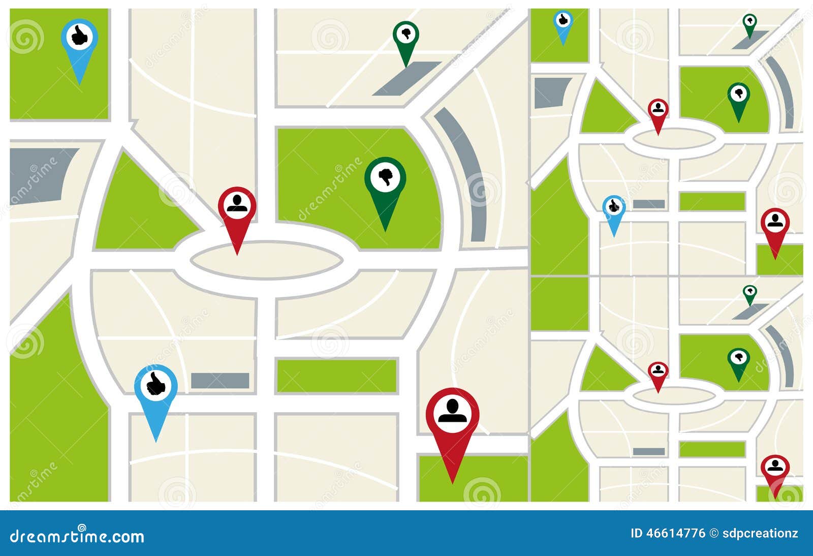 Navigation Map with Pointers Stock Vector - Illustration of business ...