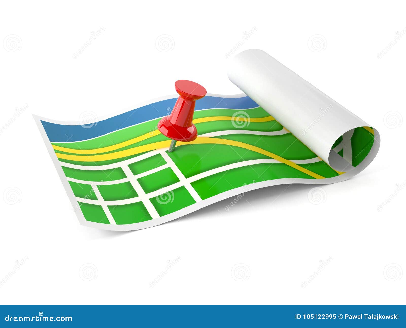Navigation Map with Pushpin Stock Illustration - Illustration of ...