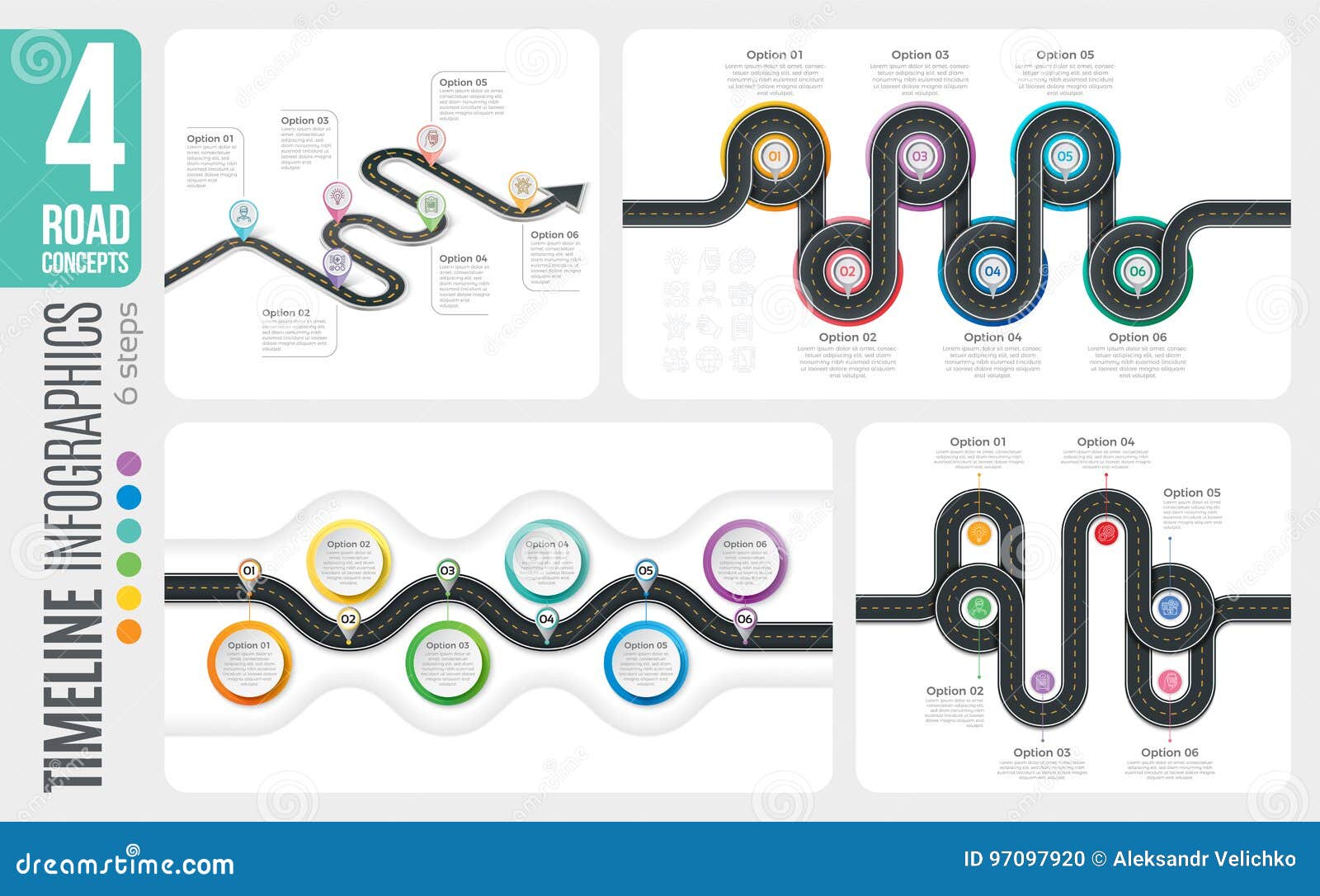 Pathway Infographic Template With Location Marks Cartoon Vector ...